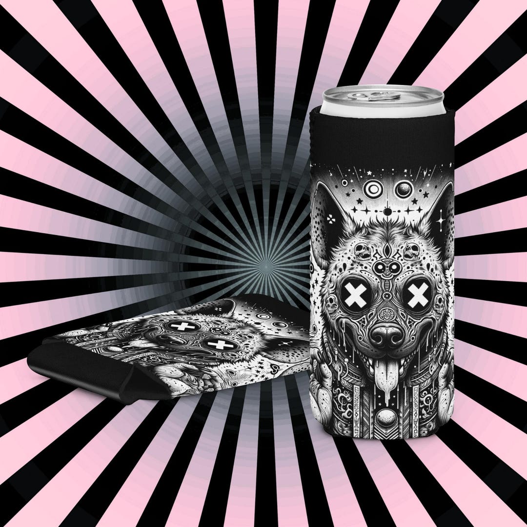 Trippy Psychedelic Gore Weirdcore Hyena Beer Holder Grunge Goth Spotted ...
