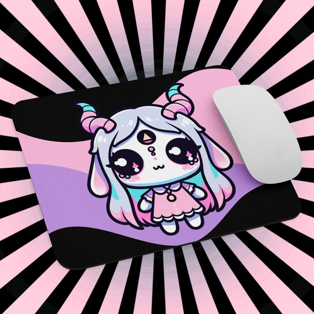 Creepy Cute Pastel Goth Girl Demon Gaming Dorm Office Desk Mouse Pad ...