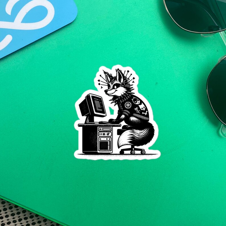 Cyberpunk Fox Sticker, Punk Rock Computer Art - Etsy