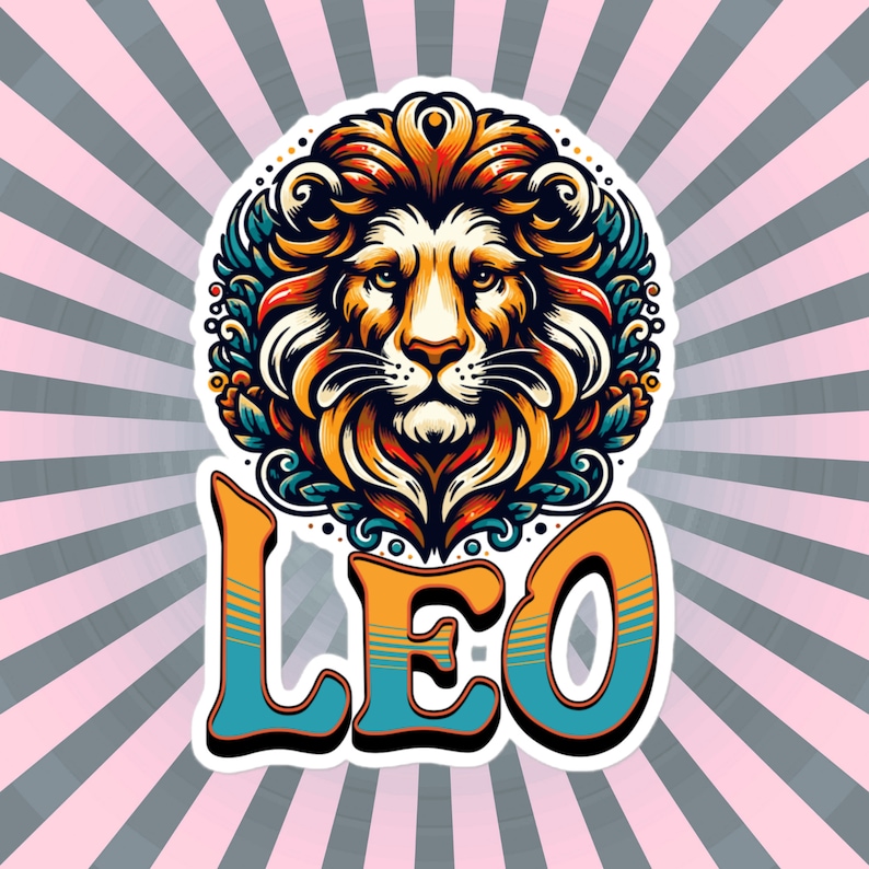 Leo Zodiac Sign Sticker, Flash Art Style - Etsy