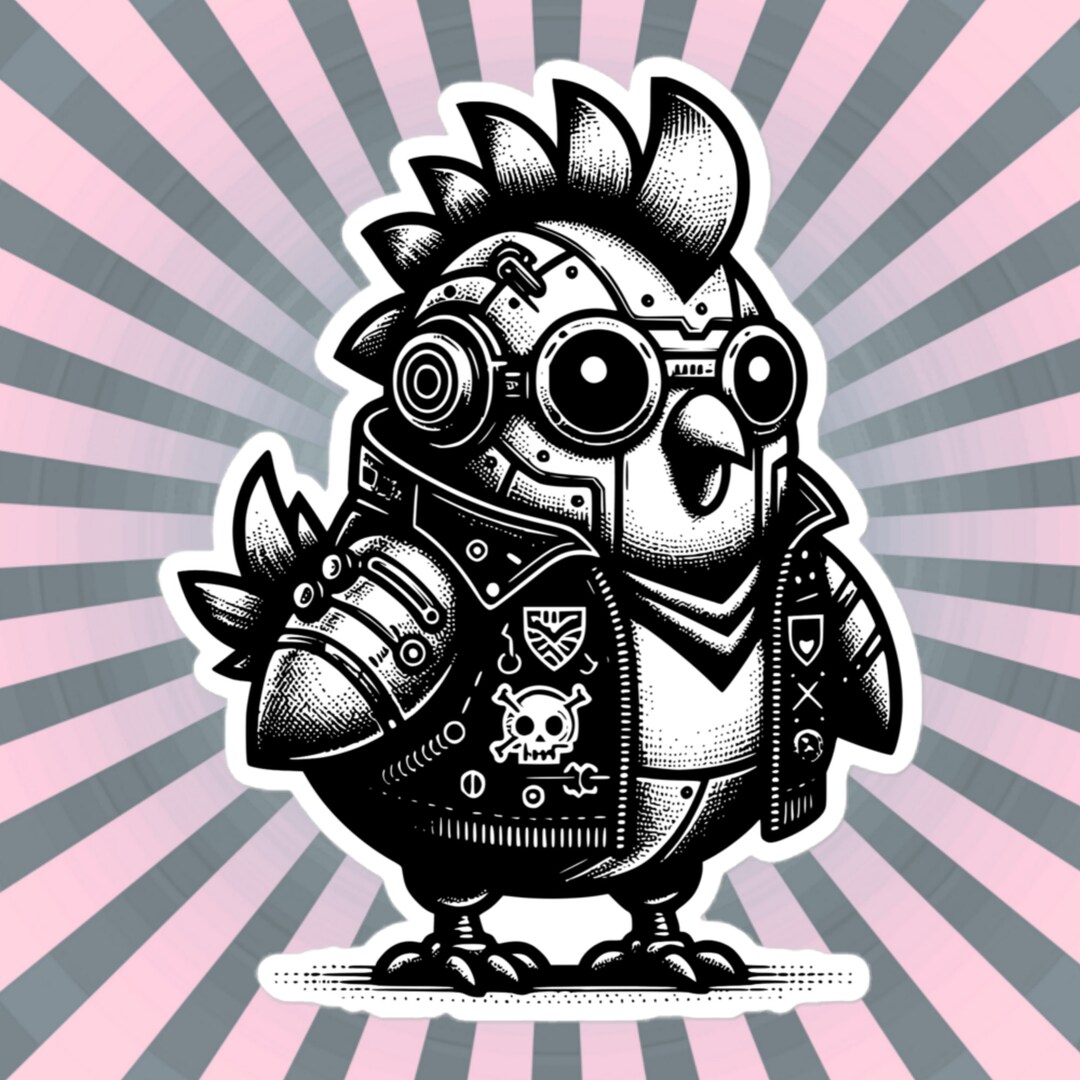 Cyberpunk Chicken Sticker, Gothic Grunge Animal, Waterproof Vinyl - Etsy