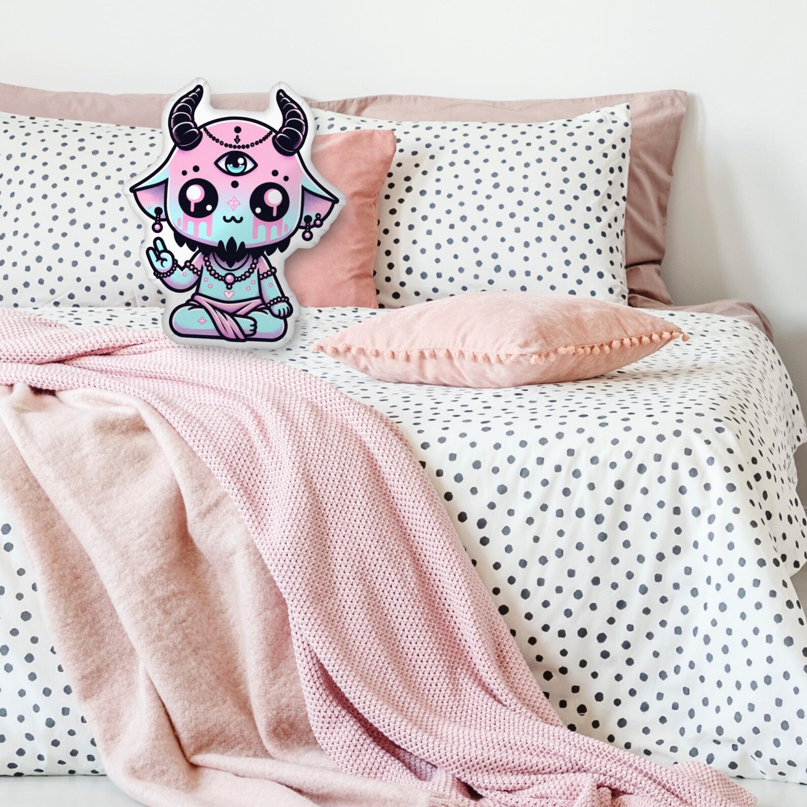 Cute Baphomet Pillow of Creepy Kawaii Goat Yoga Pose Weirdcore Y2K ...