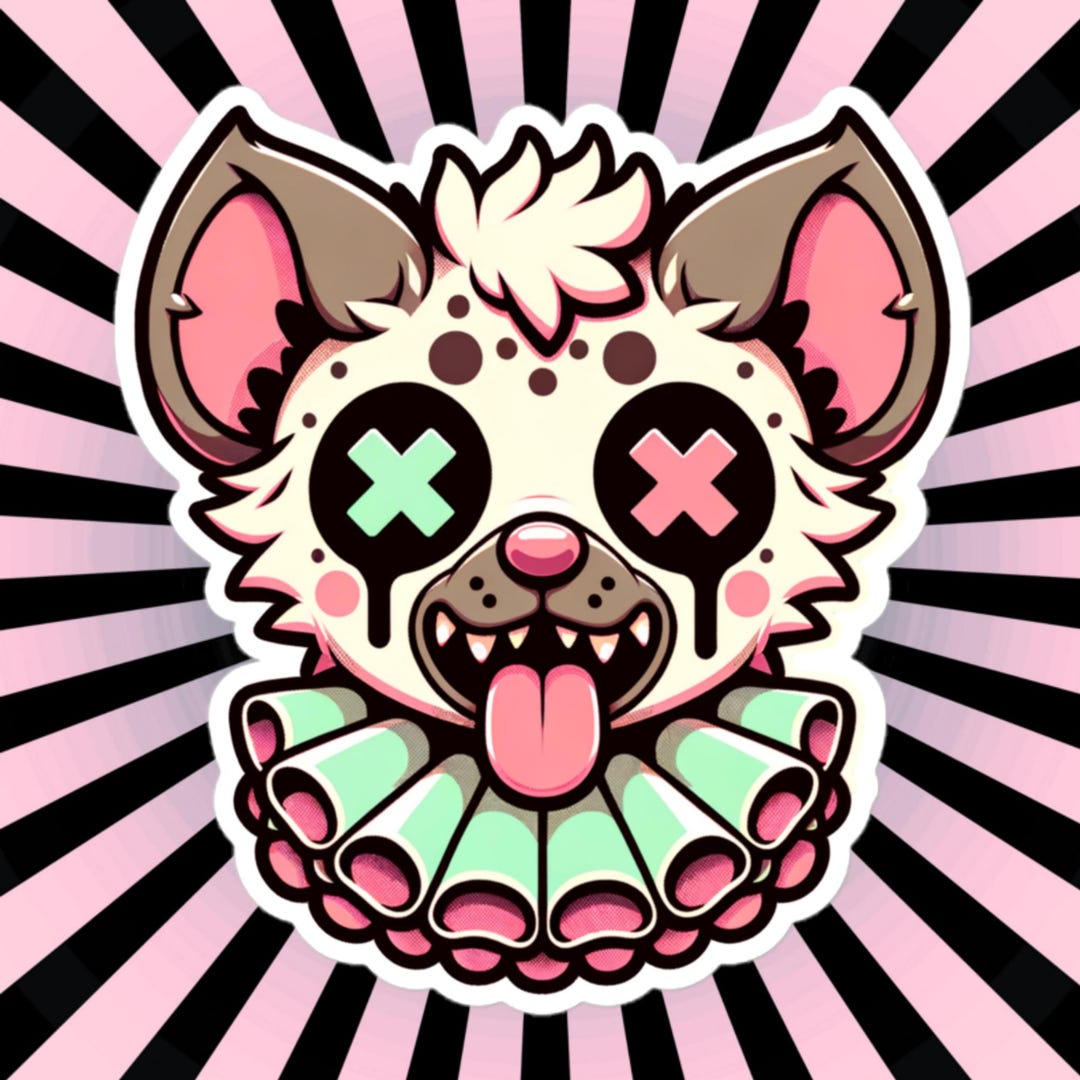 Creepy Cute Weird Hyena Clown Vinyl Sticker Weirdcore Clowncore Pastel ...