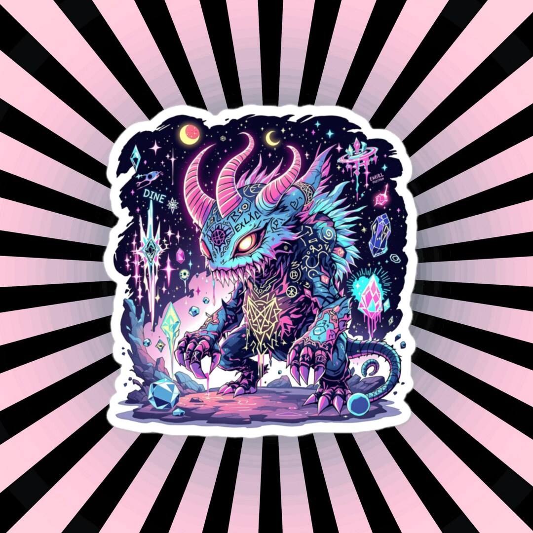 Colorful Arcane Horned Demon Neon Goth Grunge Weird Critter Vinyl ...