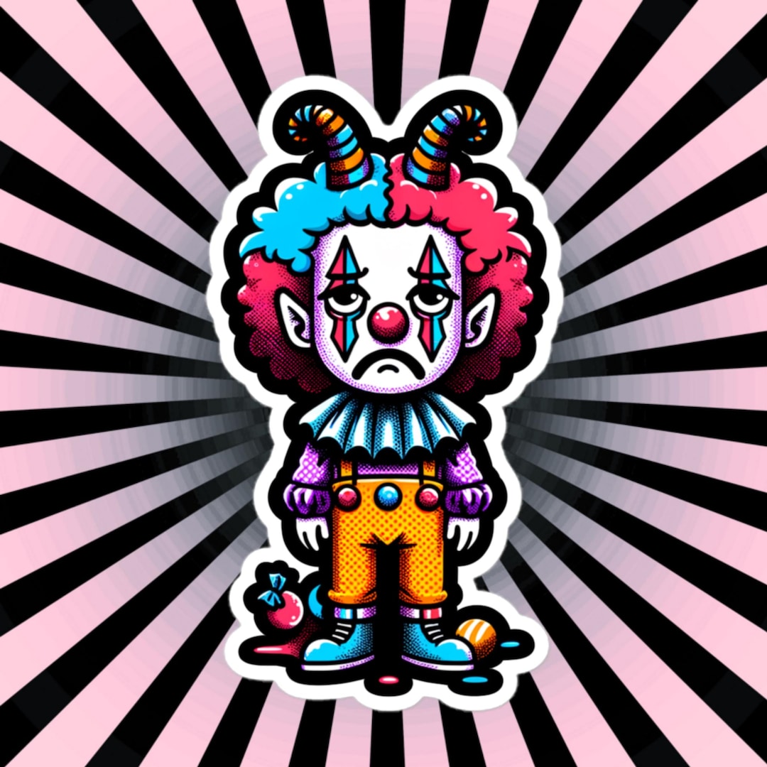 Weird Sad Clown Sticker - Halloween Clowncore Weirdcore Waterproof ...