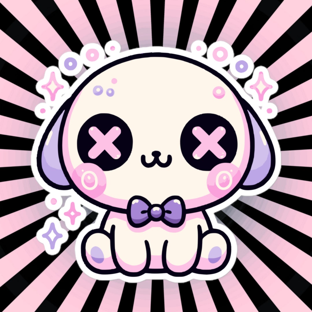 Creepy Puppy Vinyl Sticker: Pastel Goth Clowncore Dog - Etsy