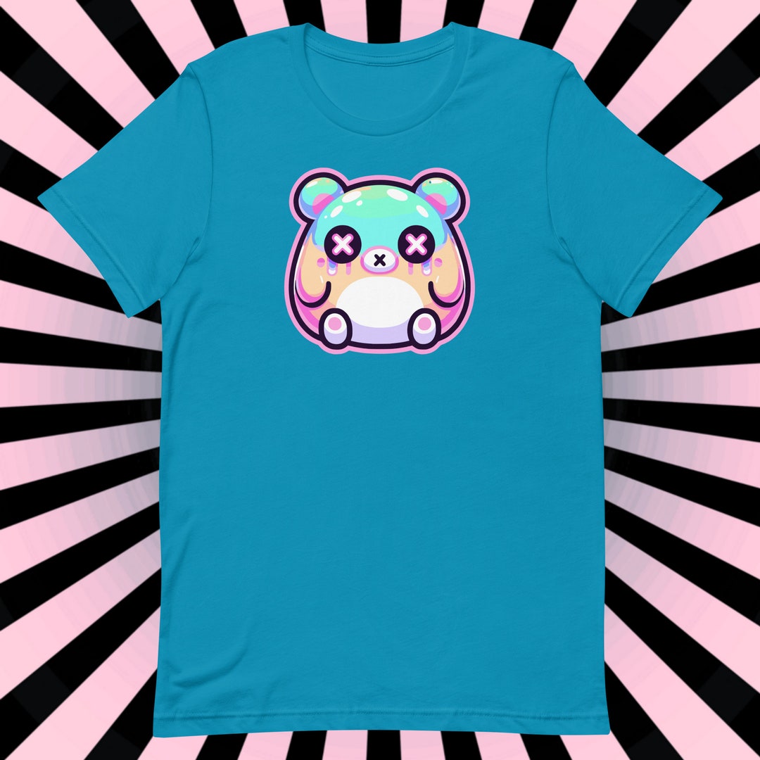 Weirdcore Pastel Goth Grunge Gore Creepy Cute Depression Bear T-shirt ...