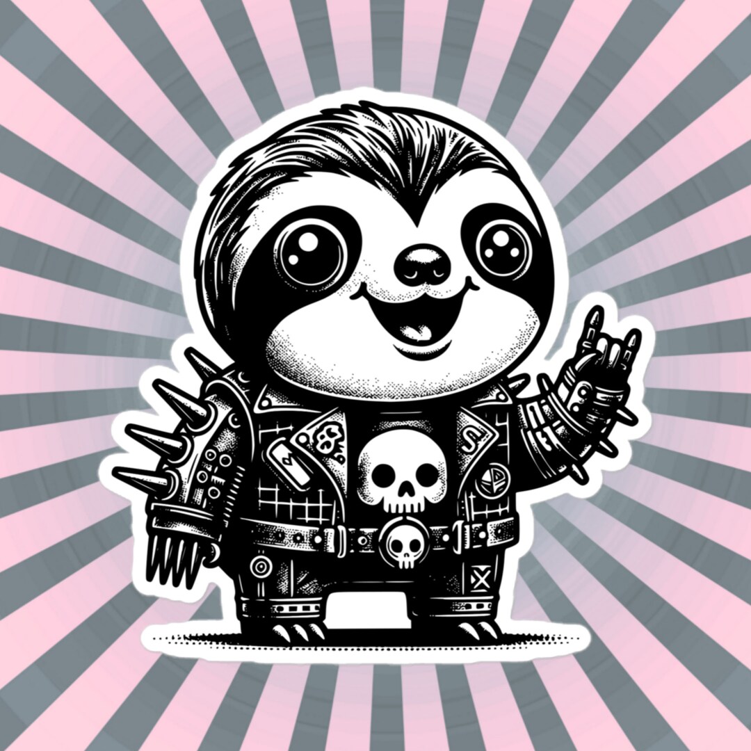 Cyberpunk Sloth Sticker: Gothic Grunge Animal Vinyl Decal - Etsy