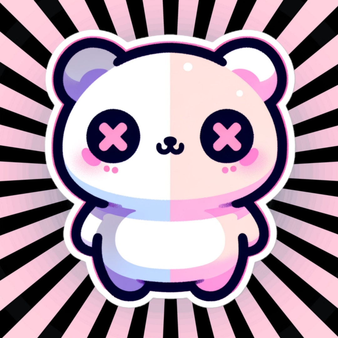 Weirdcore Pastel Goth Grunge Cute Bipolar Bear Vinyl Sticker Oddcore ...