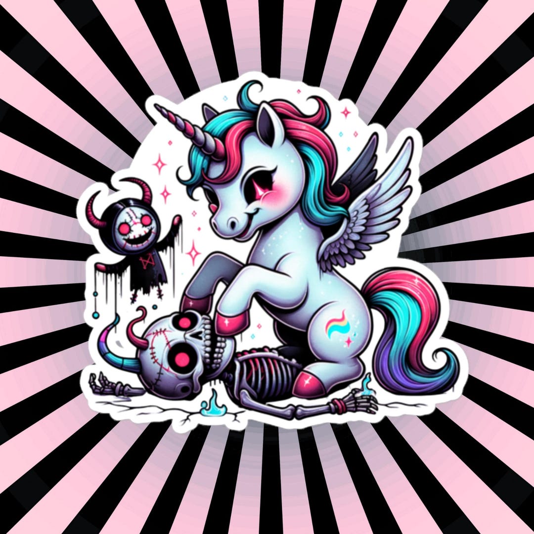 Creepy Cute Pegasus Unicorn Trampling Death Skeleton Decal Weirdcore ...