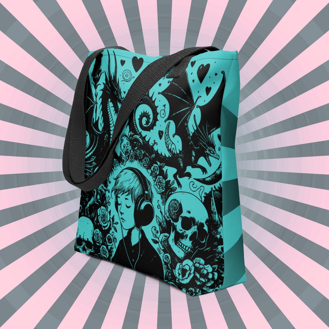 AQUA Gothic Grunge Pastel Goth Drowning Out the Demons Tote Bag ...