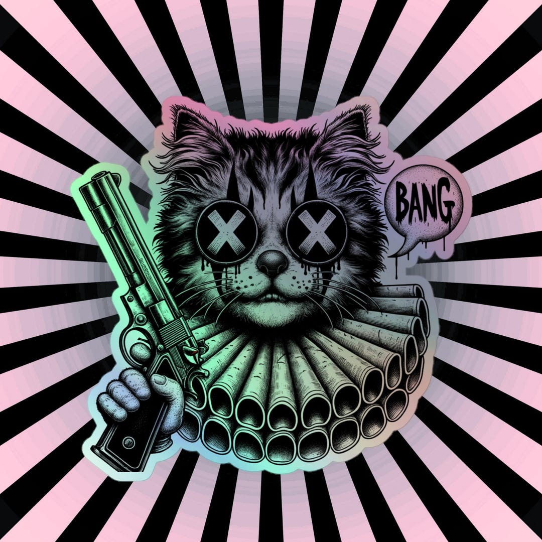 Creepy Clowncore Evil Horror Cat Clown Hologram Sticker Weirdcore Clown ...