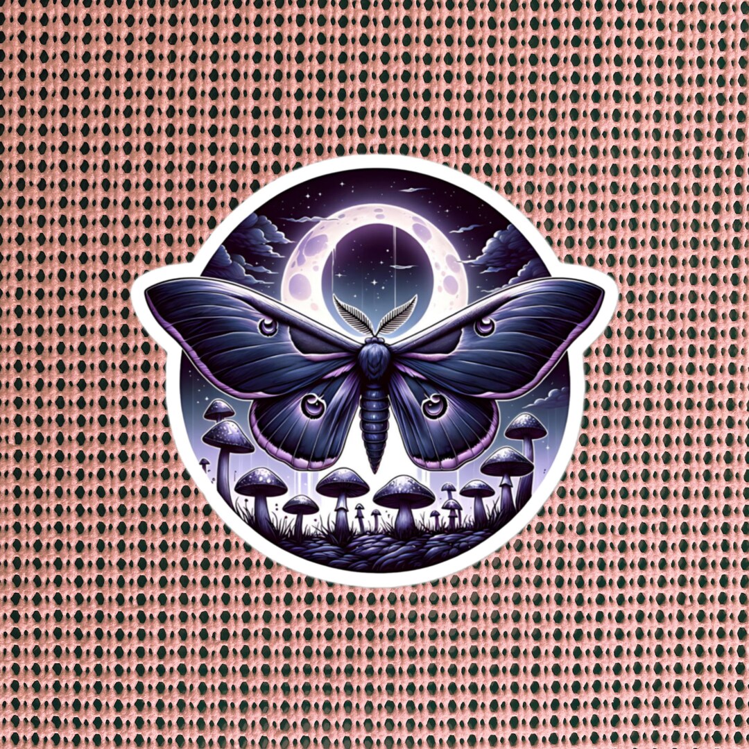 Pastel Goth Whimsigoth Luna Moth Mushroom Sticker Original Art Dark ...