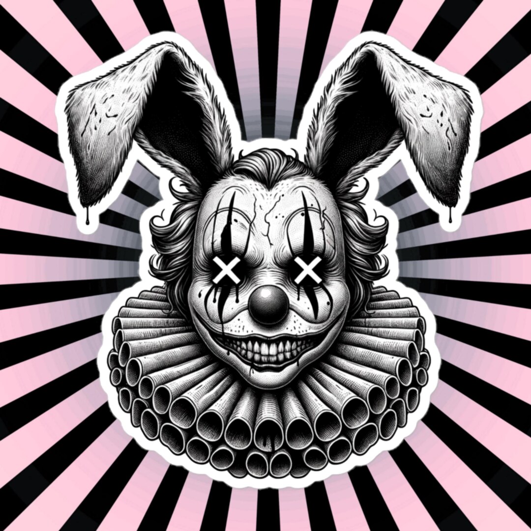 Macabre Horror Gothic Bunny Rabbit Clown Vinyl Sticker Gore Clowncore ...