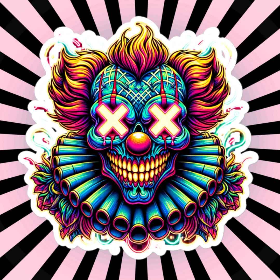 Goth Neon Clown Sticker: Weirdcore Clowncore Vinyl Decal, Creepy Cute ...
