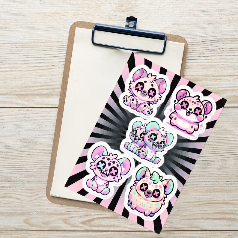 Creepy Cute Gore Clowncore Hyena Sticker Sheet Grunge Pastel Goth Hyena ...
