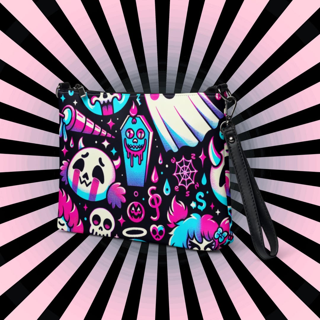 Neon Goth Weirdcore Bubble Ghosts Punkrock Clowns Clutch Bag Gothic ...