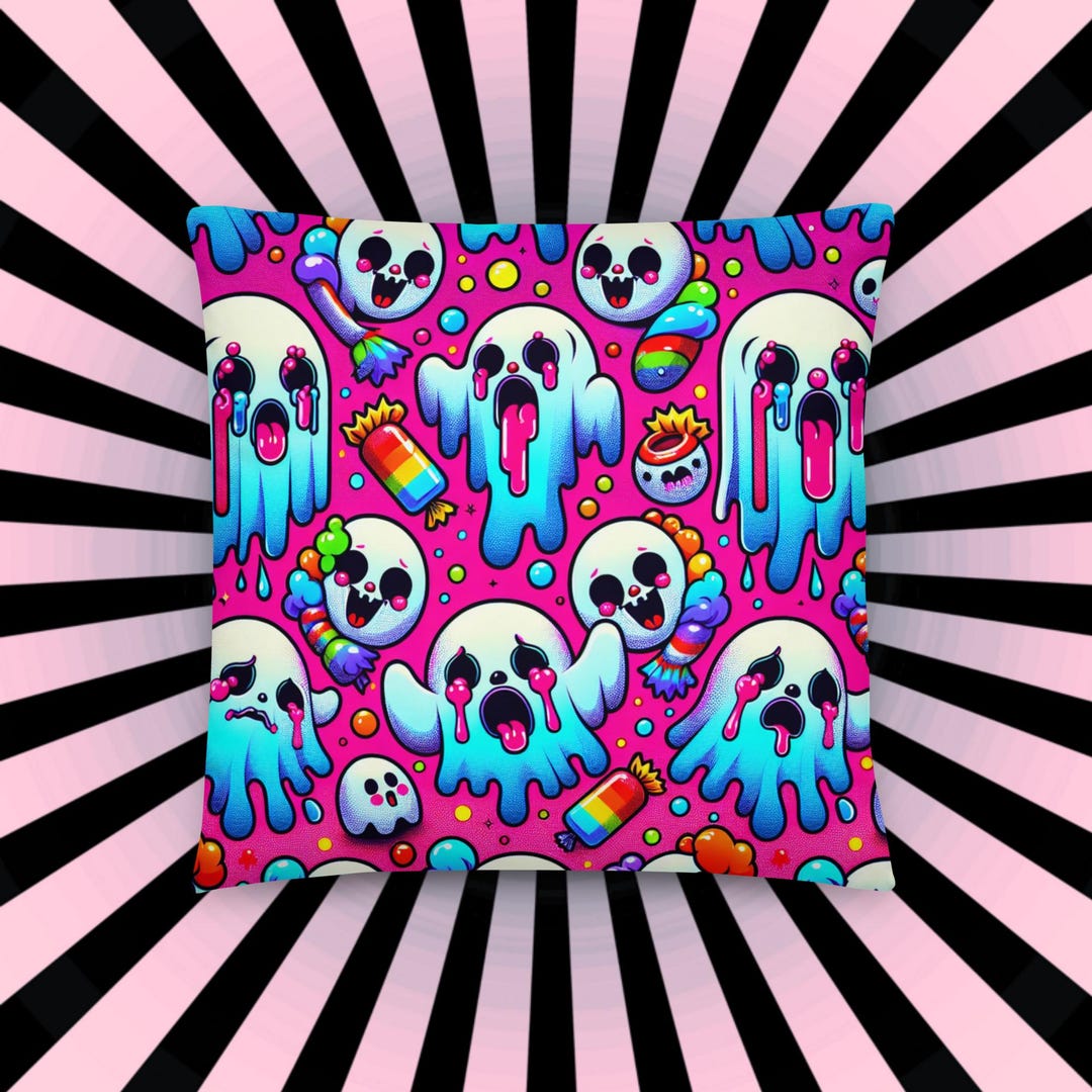 Candy Gore Bubble Goth Ghosts Throw Pillow Neon Grunge Room Decor ...