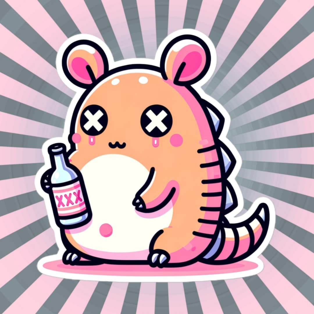 Weirdcore Pastel Goth Grunge Cute Armadillo Vinyl Sticker Tipsy Dillo ...