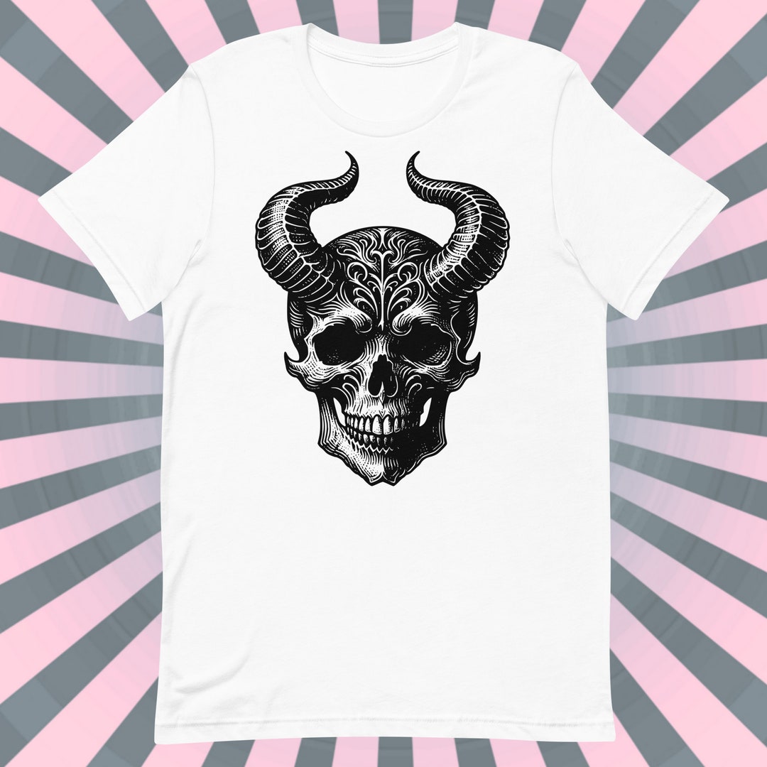 Gothic Horned Skull T-shirt: Grunge Punkrock Darkcore Gift - Etsy
