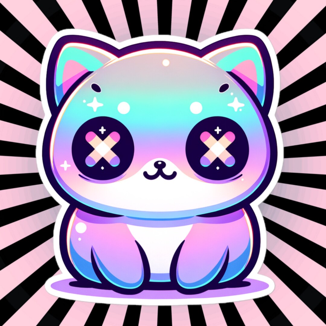 Weirdcore Pastel Goth Grunge Cute Trippy Cat Vinyl Sticker Oddcore ...