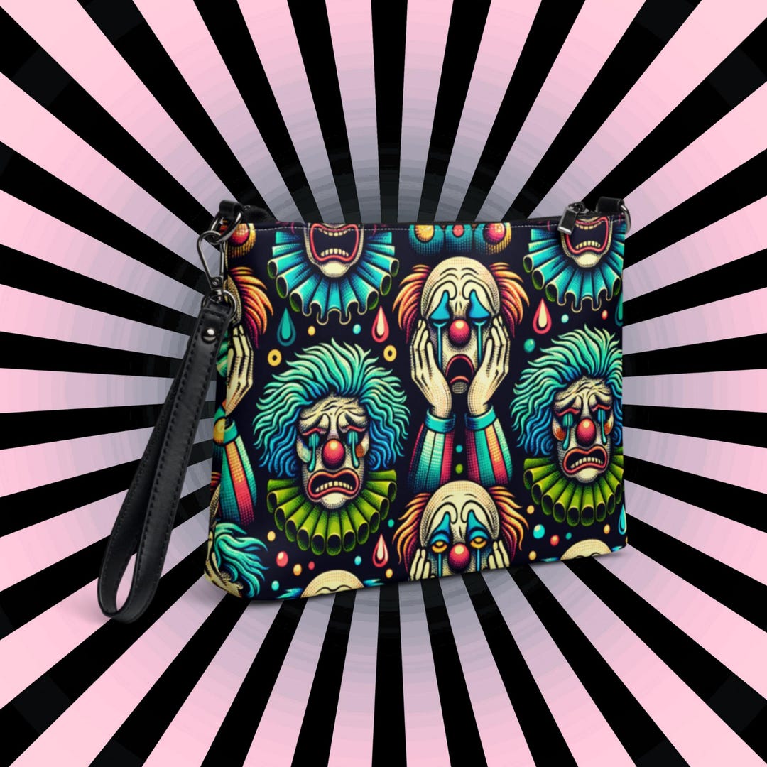 Weirdcore Strange Clowncore Clown Faces Punkrock Clutch Goth Grunge Purse Crossbody Bag - Etsy
