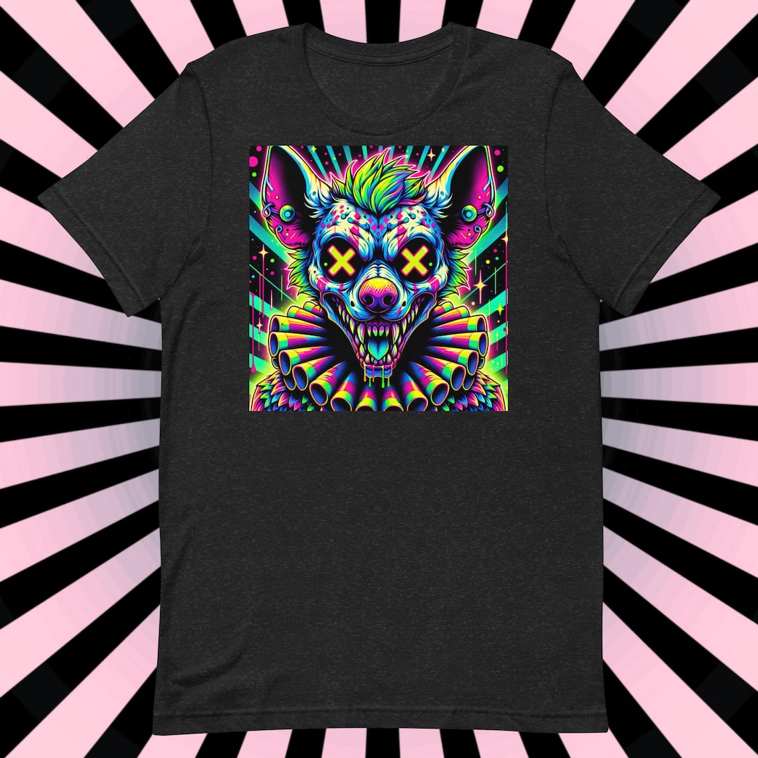 Creepy Grunge Neon Goth Hyena Clown T-shirt: Weird Clown Core Rave ...