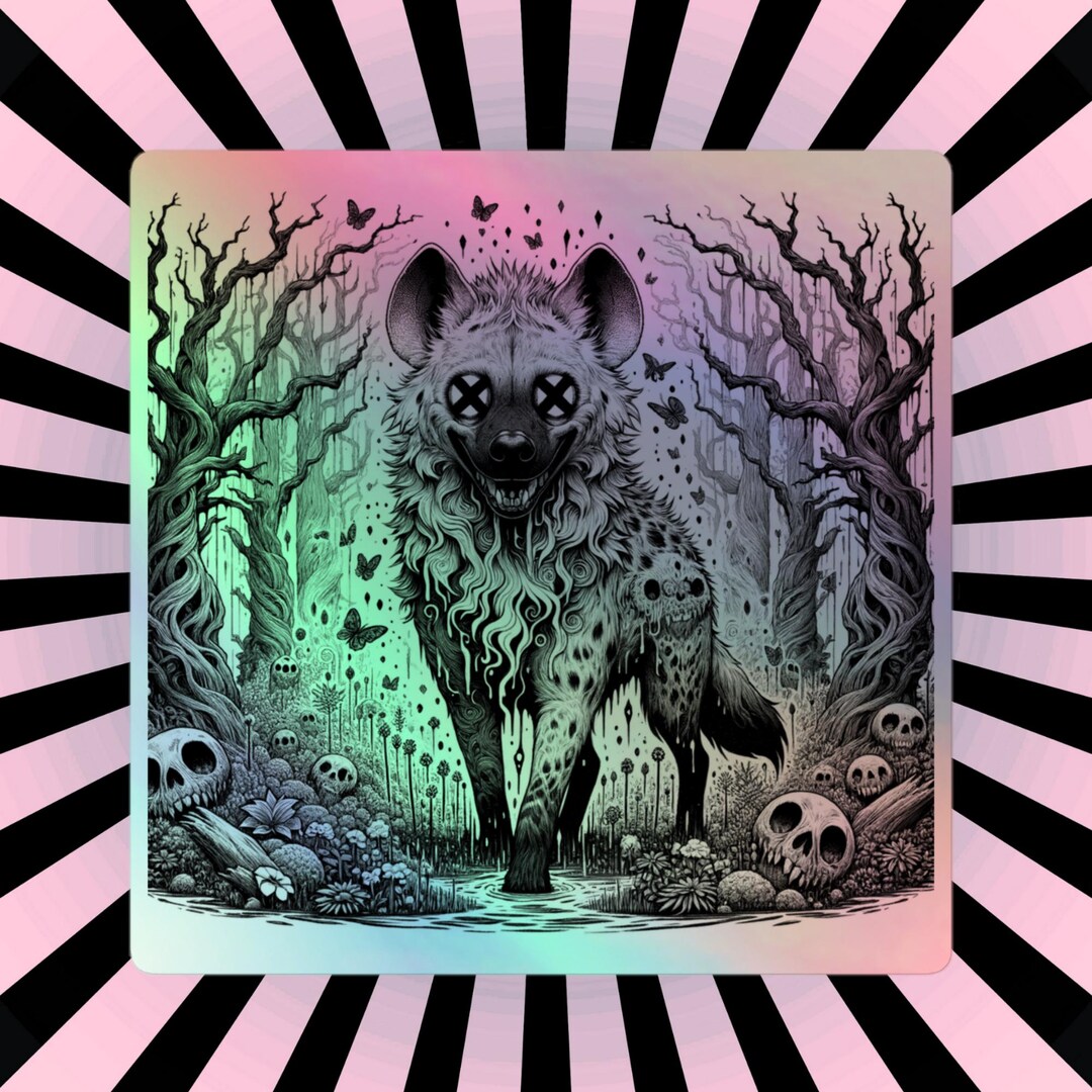 Horror Hyena Holographic Sticker - Weirdcore Goth Forestcore - Etsy