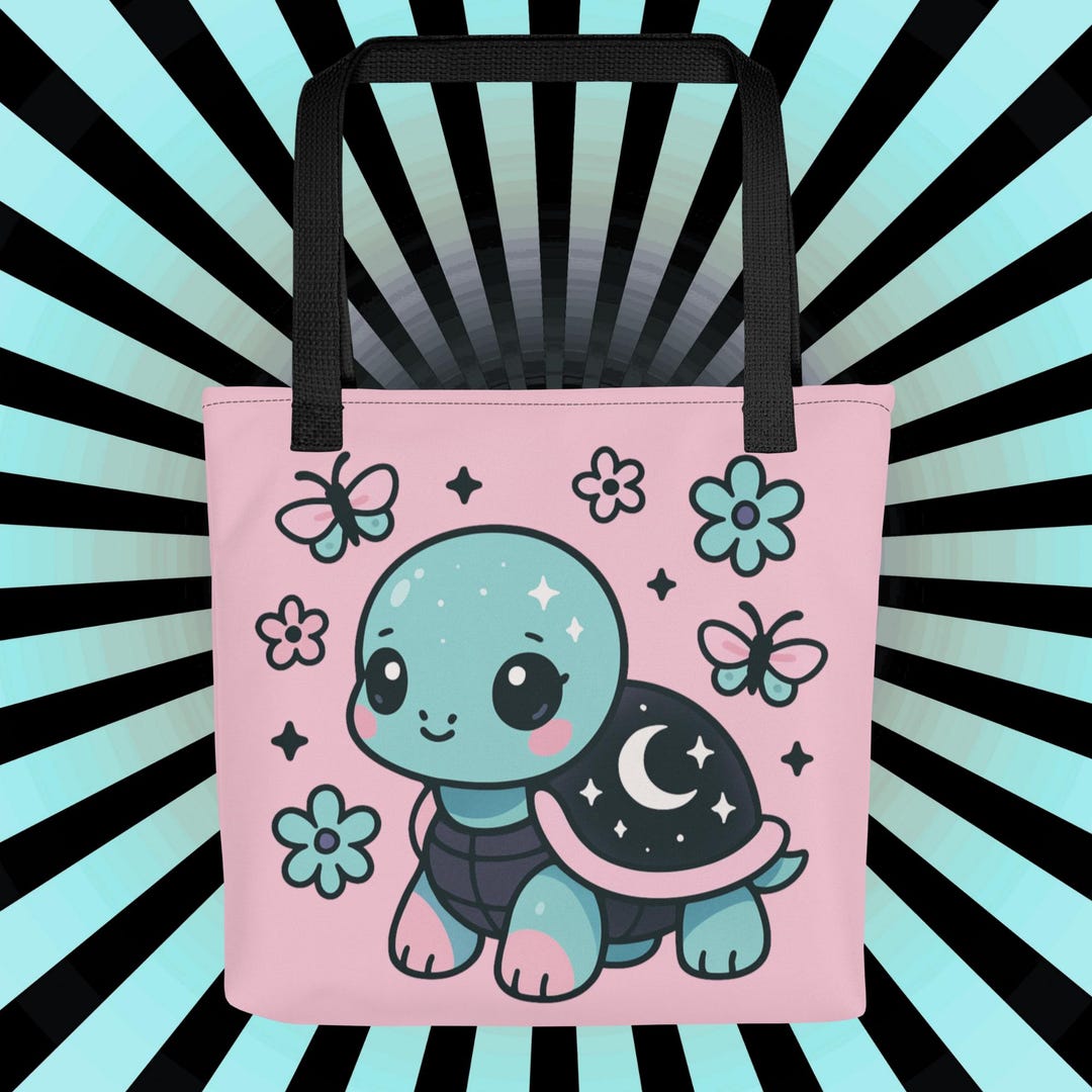 Pastel Goth Kawaii Turtle Tote Bag, Cute Celestial Animal Bag, Witchy ...