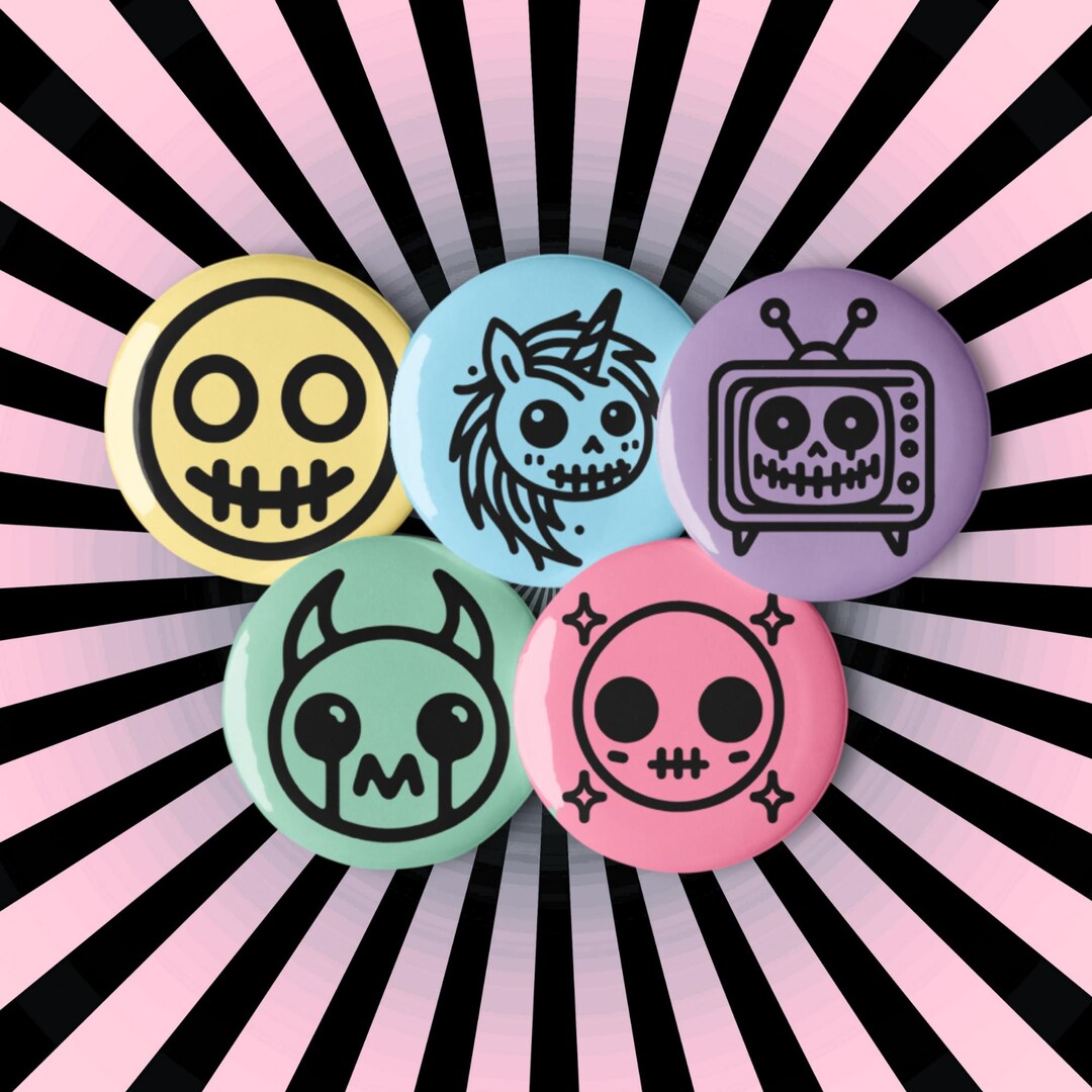 Weirdcore Pastel Goth Sigil Anime Button Pins Set - Etsy