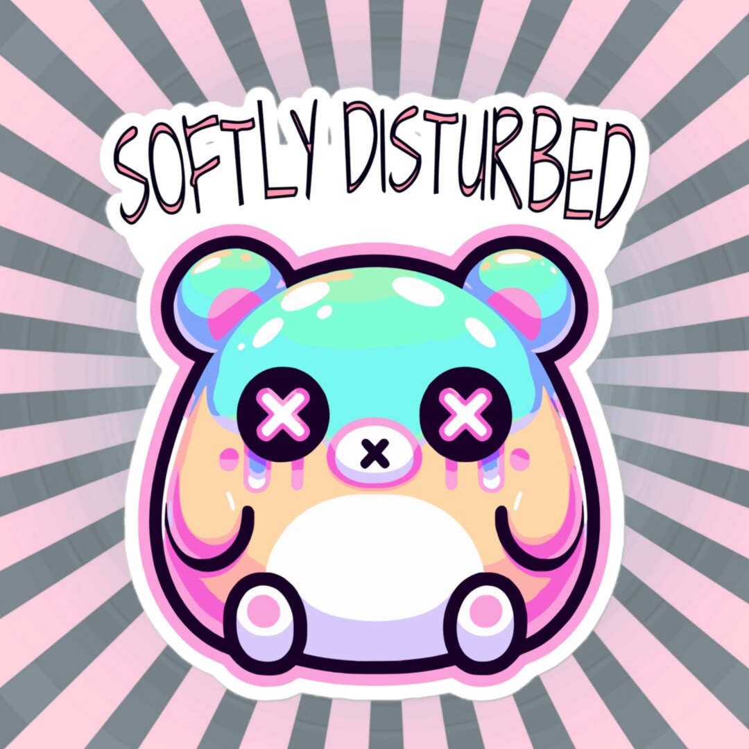Weirdcore Pastel Goth Grunge Cute Anxiety Bear Sticker Softly Disturbed ...
