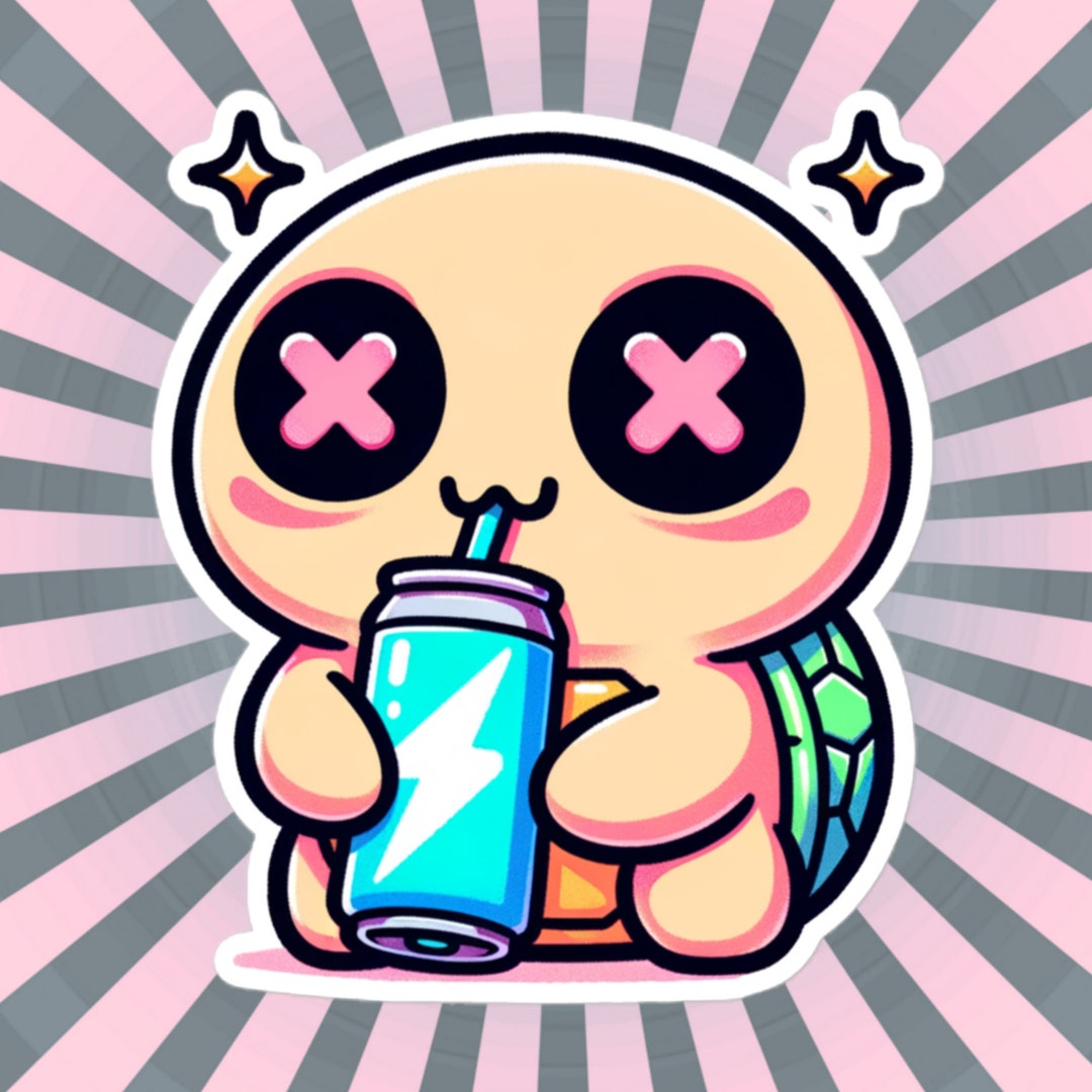 Weirdcore Pastel Goth Grunge Cute Turtle Vinyl Sticker Energy Drink ...