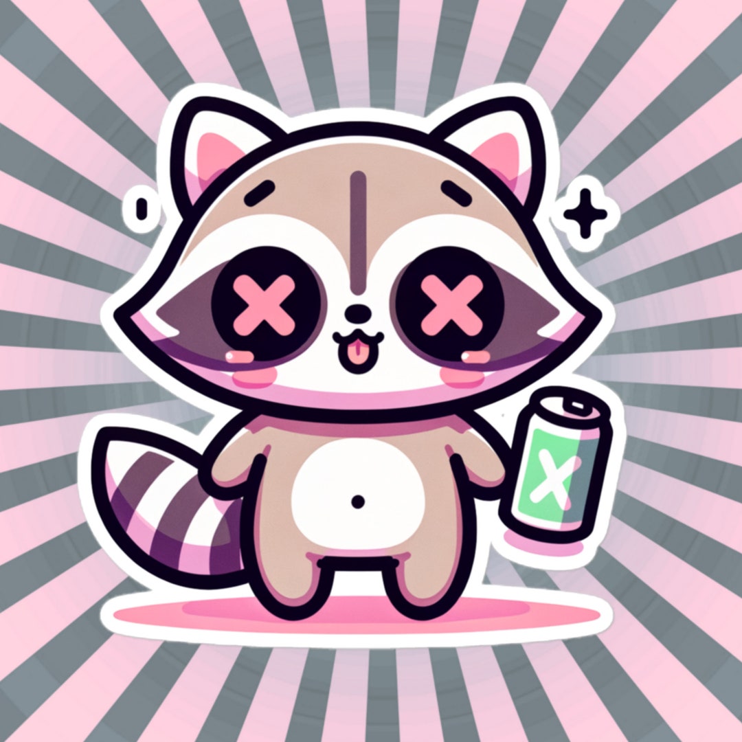 Weirdcore Pastel Goth Grunge Cute Raccoon Vinyl Sticker Trash Panda ...