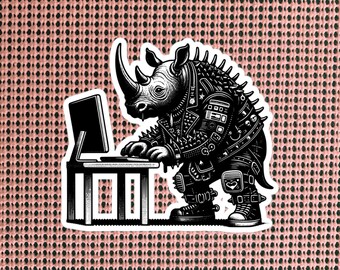 Punk Rock Skeleton on Computer Sticker, Cyberpunk Skeleton With Tech ...