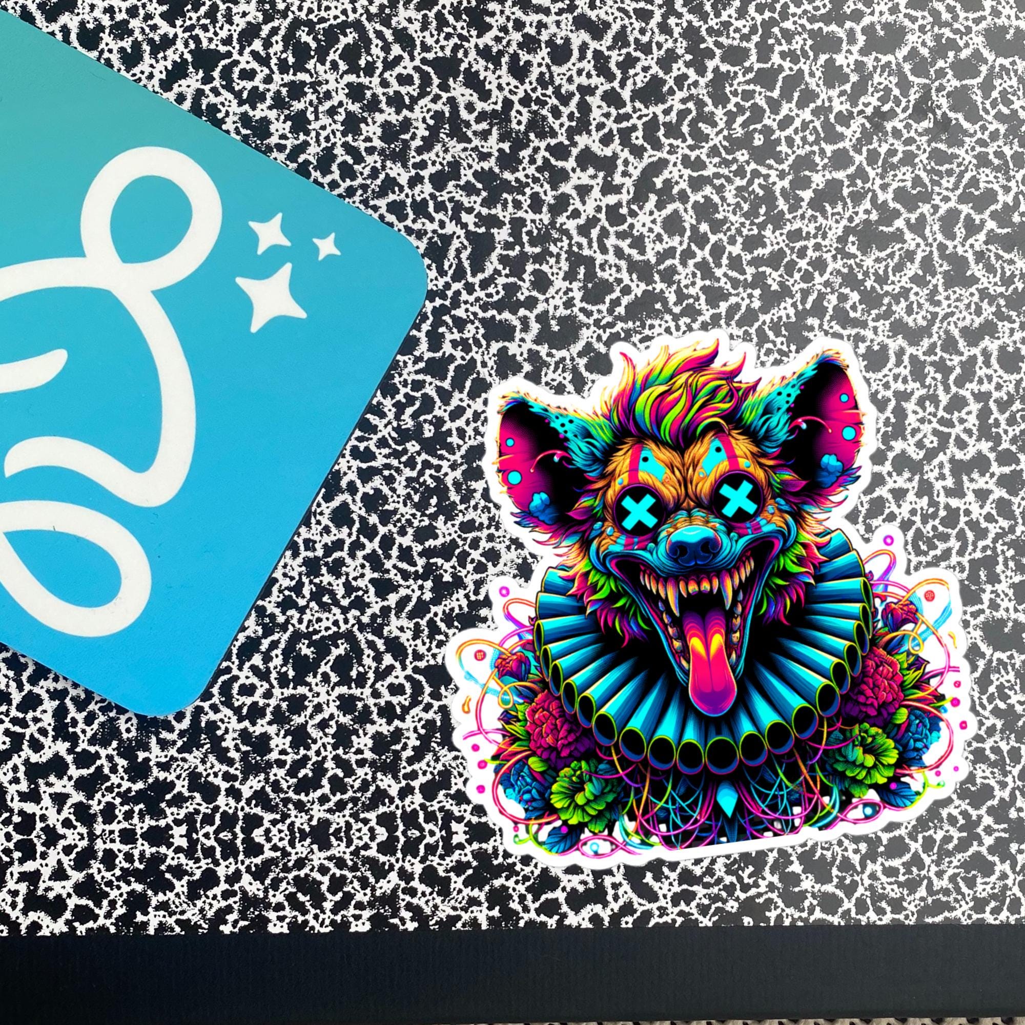 Neon Goth Weird Evil Clown Hyena Vinyl Sticker Weirdcore Clowncore ...