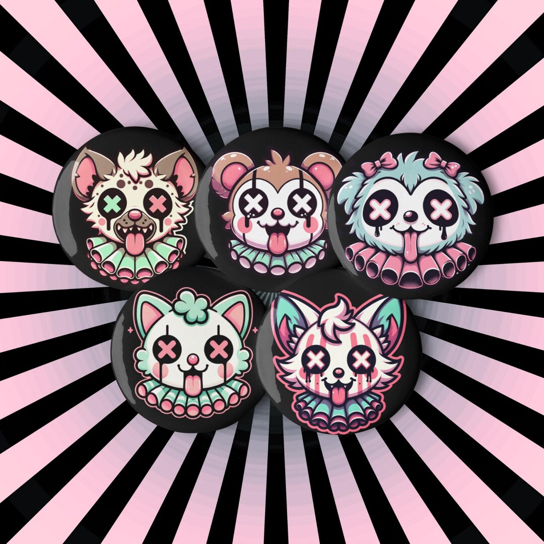 Trippy Clowncore Gore Animals Weirdcore Pastel Goth Clown Set of 5 ...
