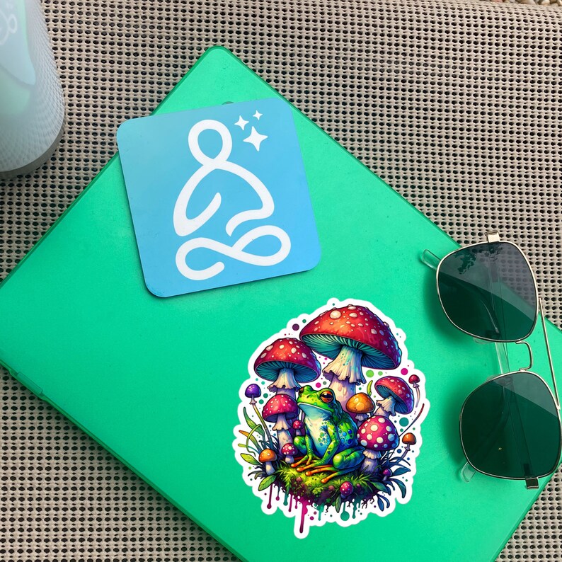 Weirdcore Drippy Trippy Mushrooms Frog Sticker Whimsigoth Original Art ...