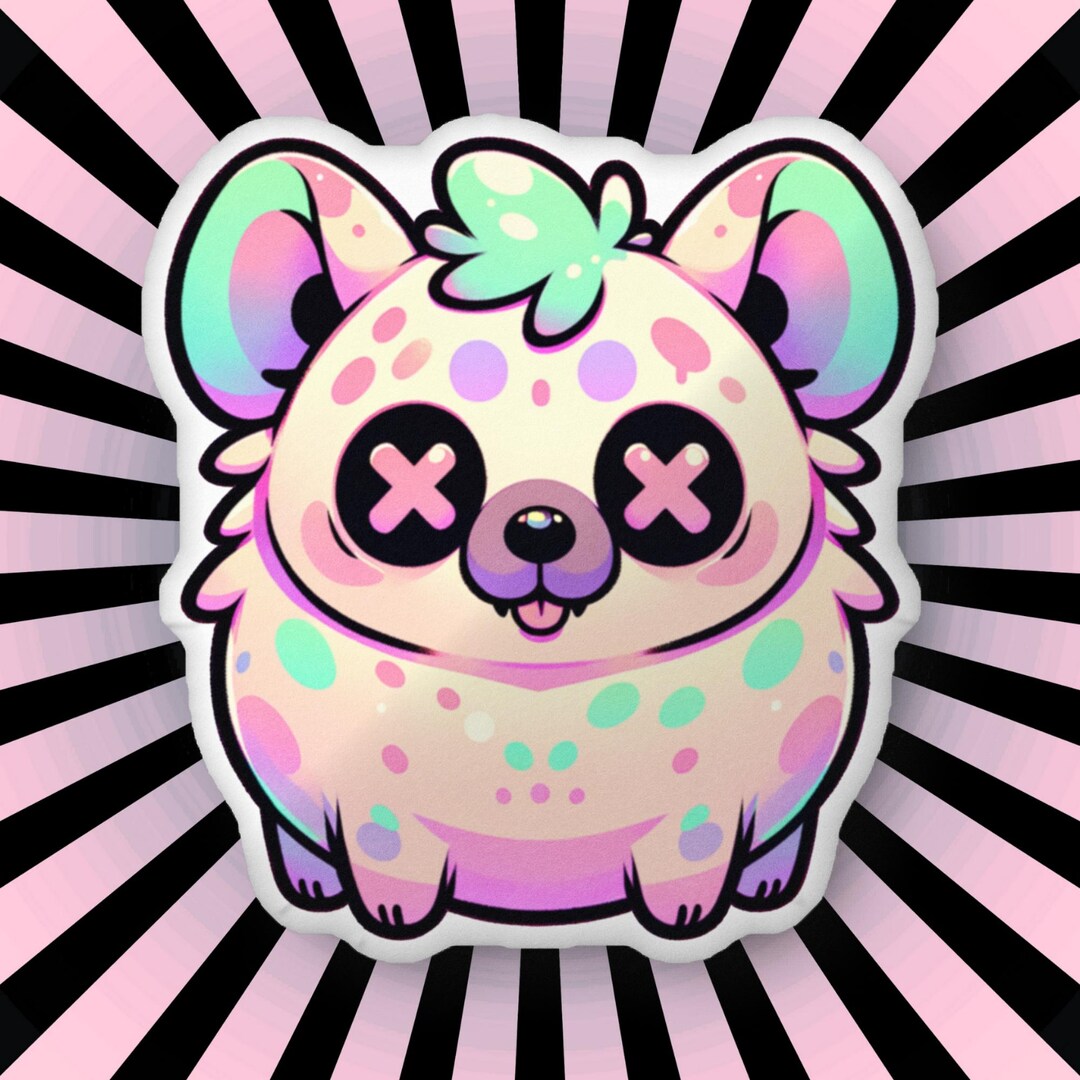 Weirdcore Pillow of Pastel Goth Hyena for Y2K Grunge Room Decor Kawaii ...