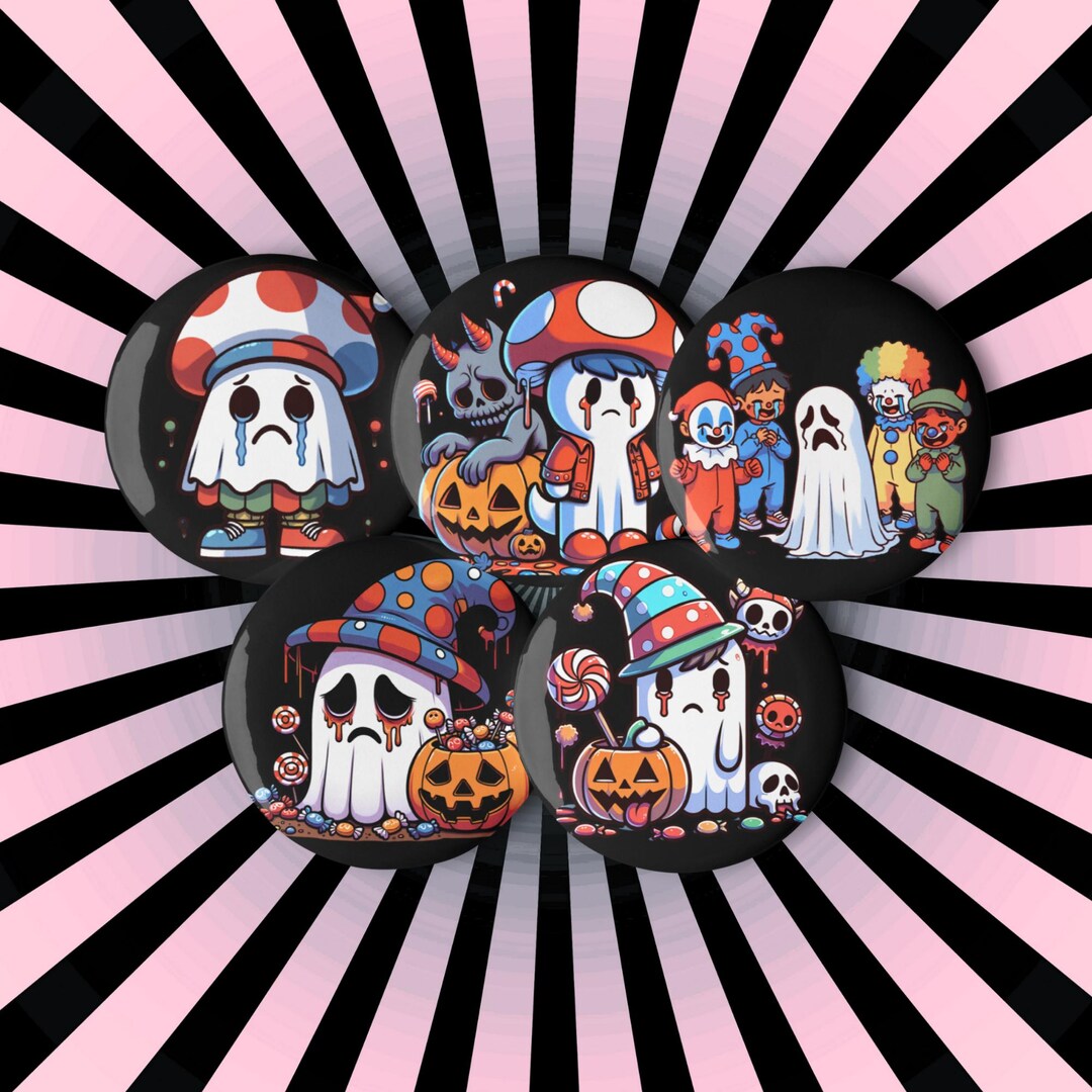 Spooky Ghost Button Pins - Weirdcore Halloween Set of 5 - Etsy