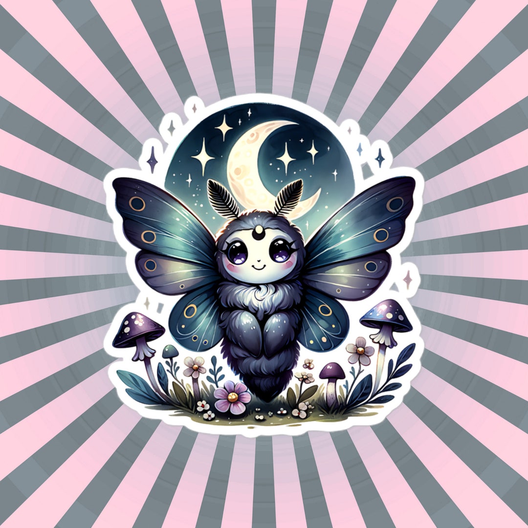 Pastel Goth Luna Moth Vinyl Sticker: Weirdcore Whimsigoth Art - Etsy