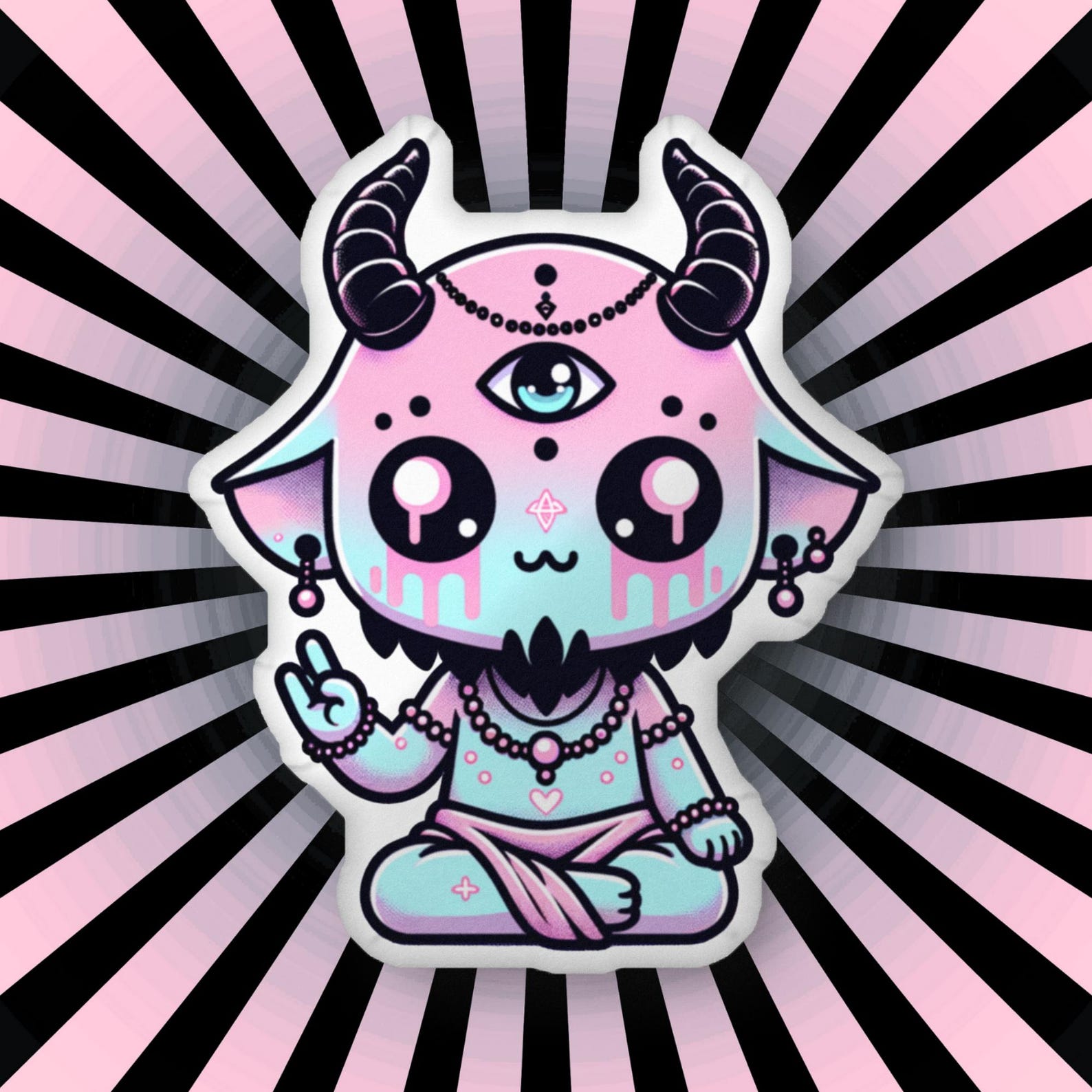 Cute Baphomet Pillow of Creepy Kawaii Goat Yoga Pose Weirdcore Y2K ...
