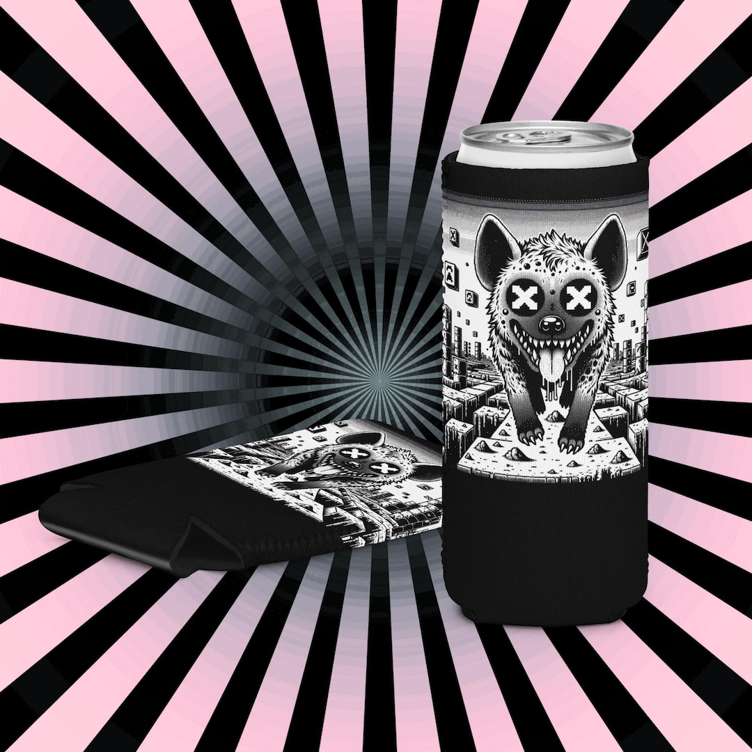 Spotted Hyena Pixel Art Beverage Cozie - Trippy Gore Weirdcore Design ...