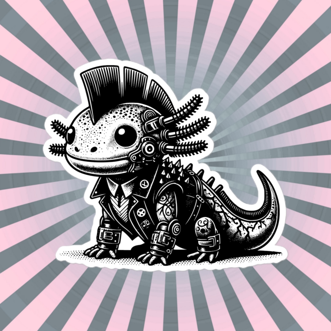 Gothic Punk Cyborg Axolotl Sticker: Waterproof Vinyl Decal - Etsy