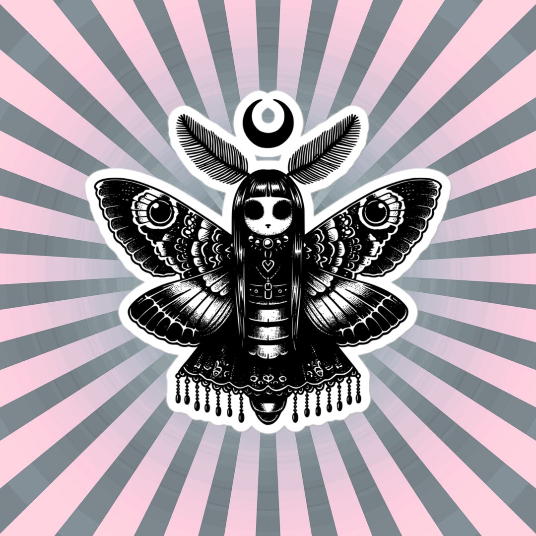 Gothic Luna Moth Sticker, Weirdcore Whimsigoth Luna Moth Sticker, Weird ...