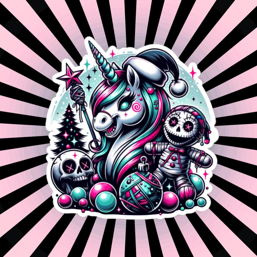 Christmas Horror Goth Unicorn Weirdcore Voodoo Waterproof Grunge Vinyl ...