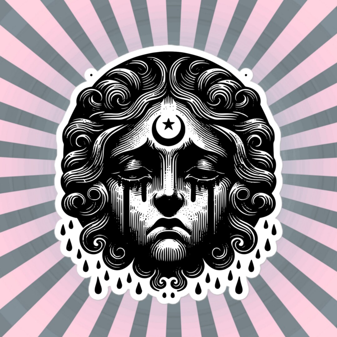 Gothic Crying Cherub Sticker, Dark Grunge Goddess, Waterproof Vinyl - Etsy
