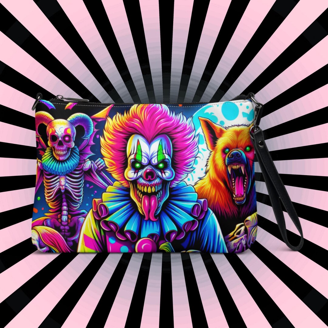 Neon Goth Weirdcore Clowncore Creepy Clown Punkrock Clowns Clutch Bag ...