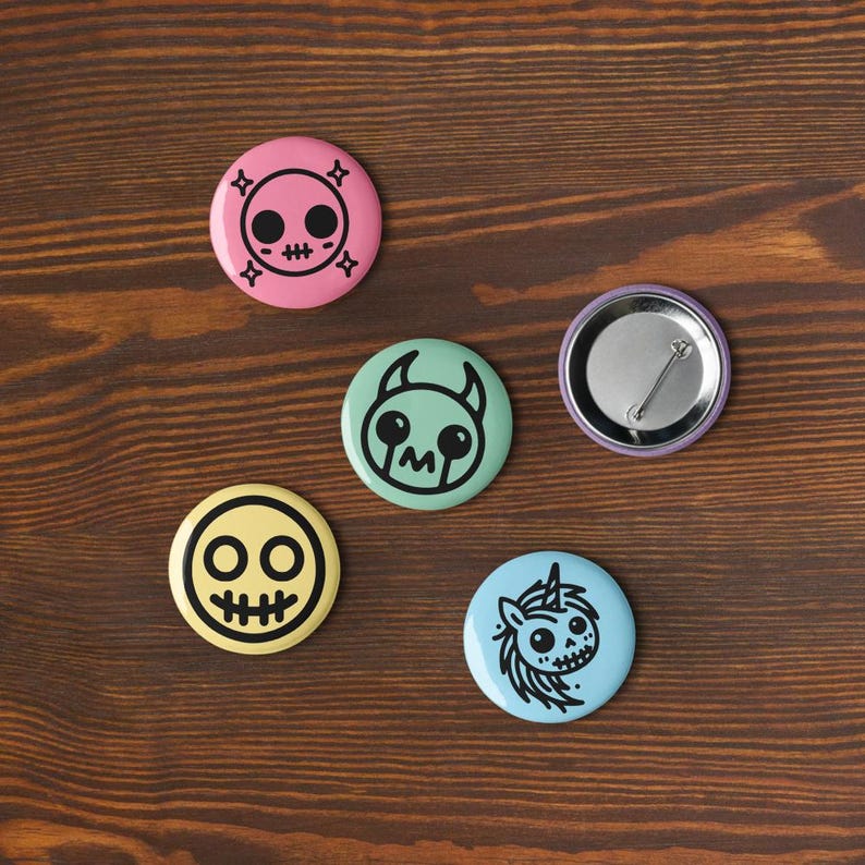 Weirdcore Pastel Goth Sigil Anime Button Pins Set - Etsy