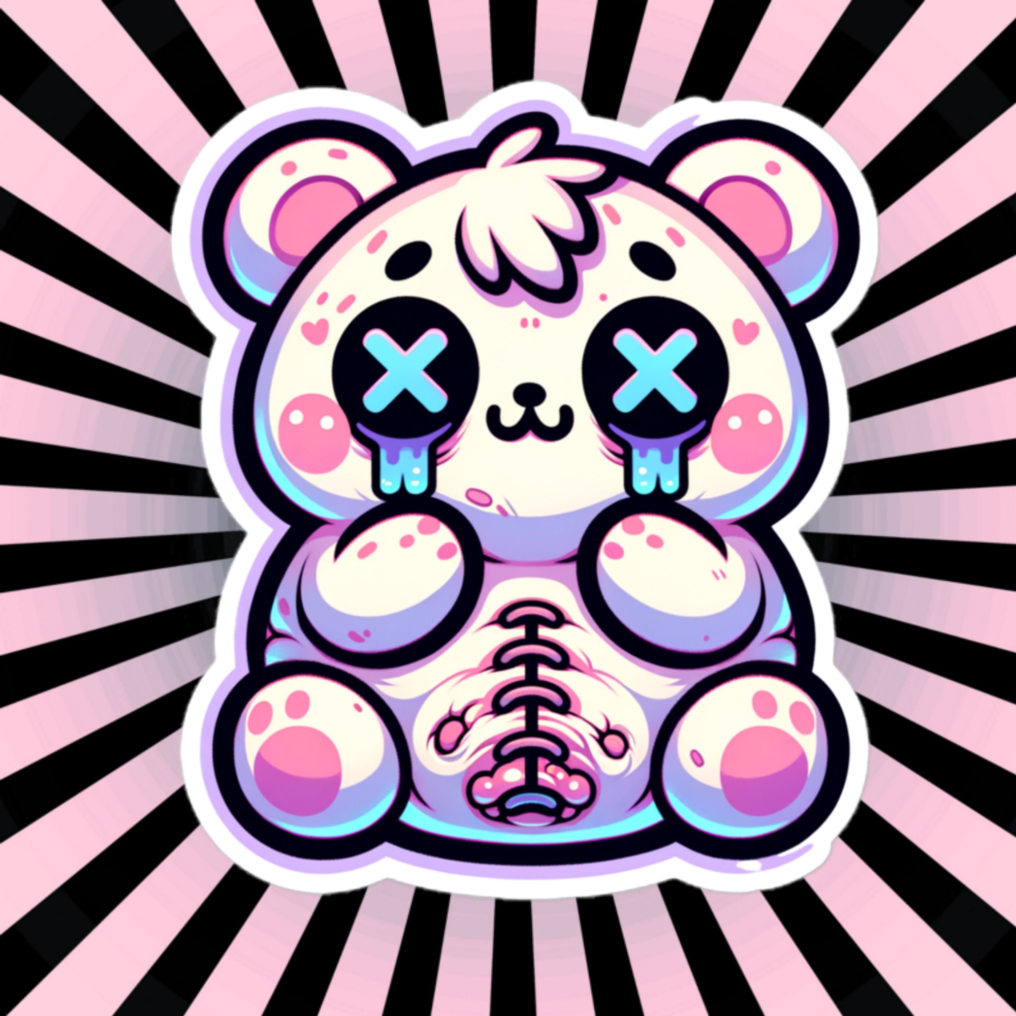 Creepy Cute Gore Weirdcore Bear Vinyl Sticker Grunge Pastel Goth Stitch ...