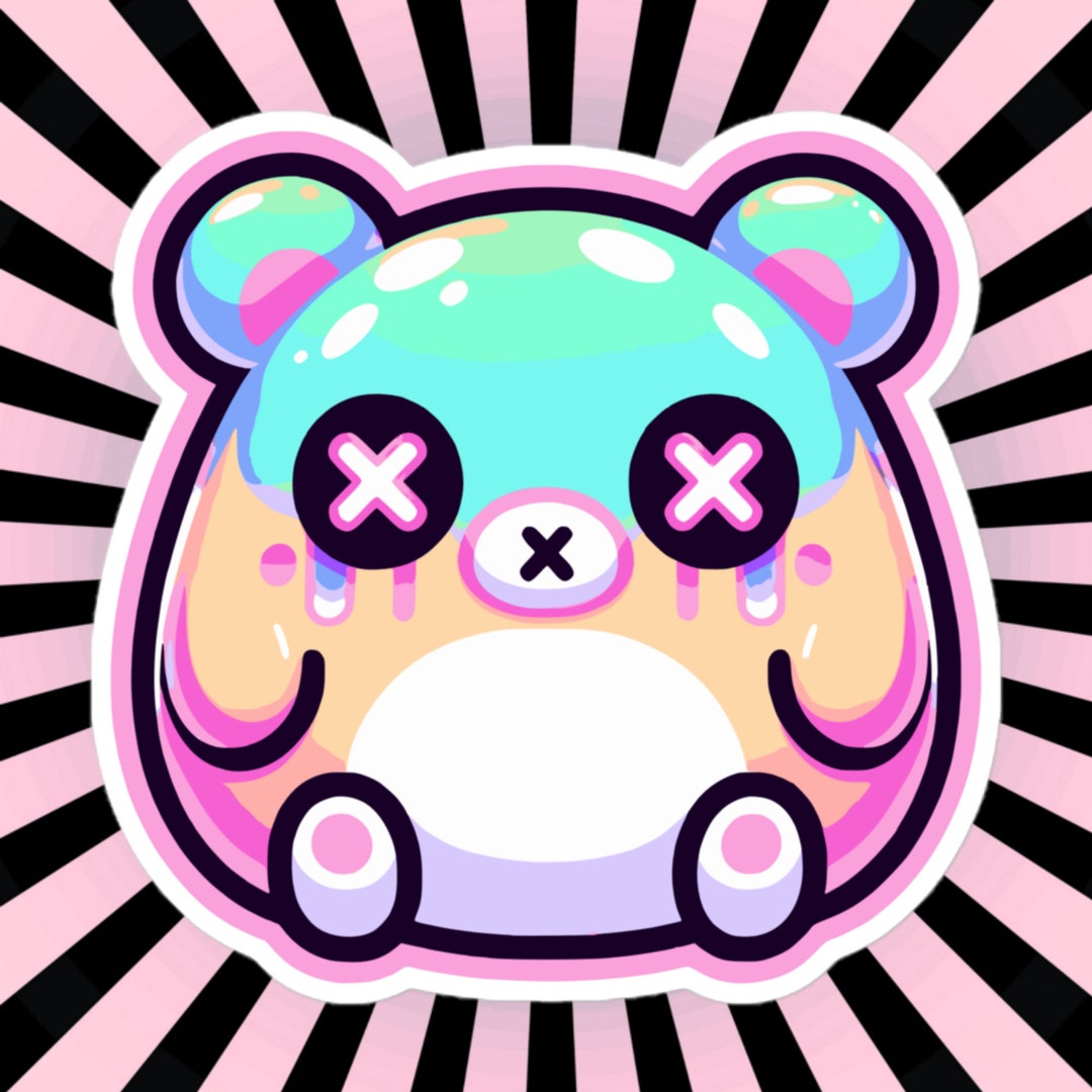 Trippy Cute Gore Clowncore Bear Vinyl Sticker Grunge Pastel Goth ...